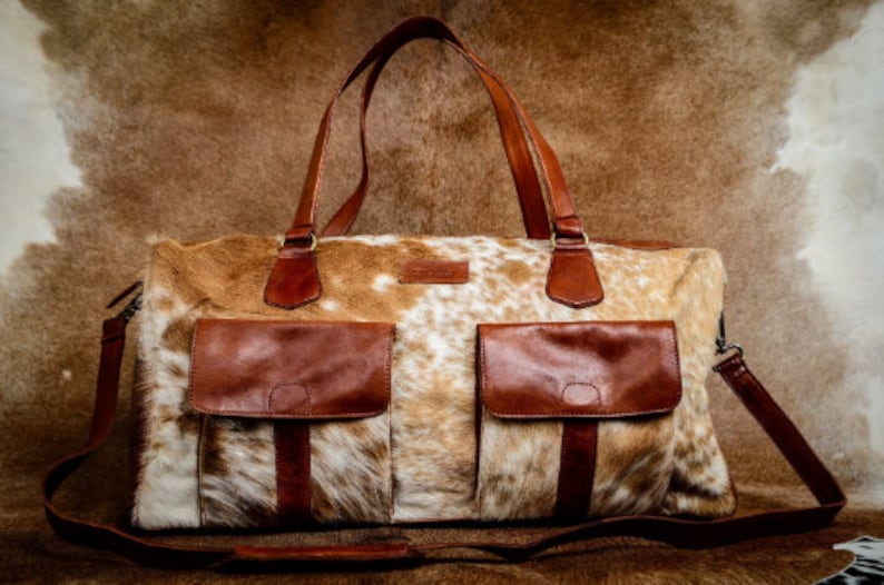Real Cowhide Duffel Bag Large Travel Bag Cow Hide Weekend/overnight Bag ...