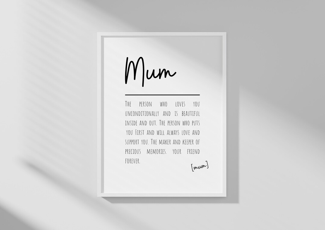 Mum Definition Print Personalised Print Mum Wall Art Mum Wall Decor ...