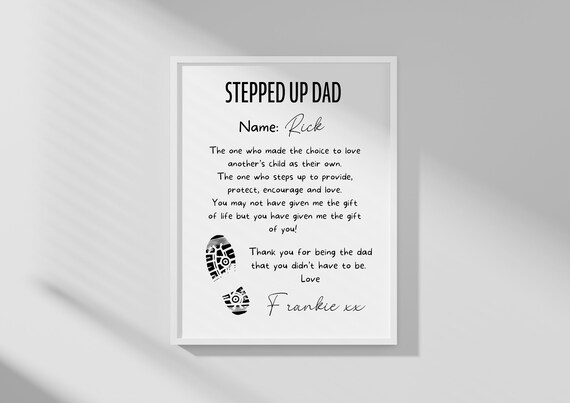 Step Dad Print Personalised Print home Decor Step Dad - Etsy UK