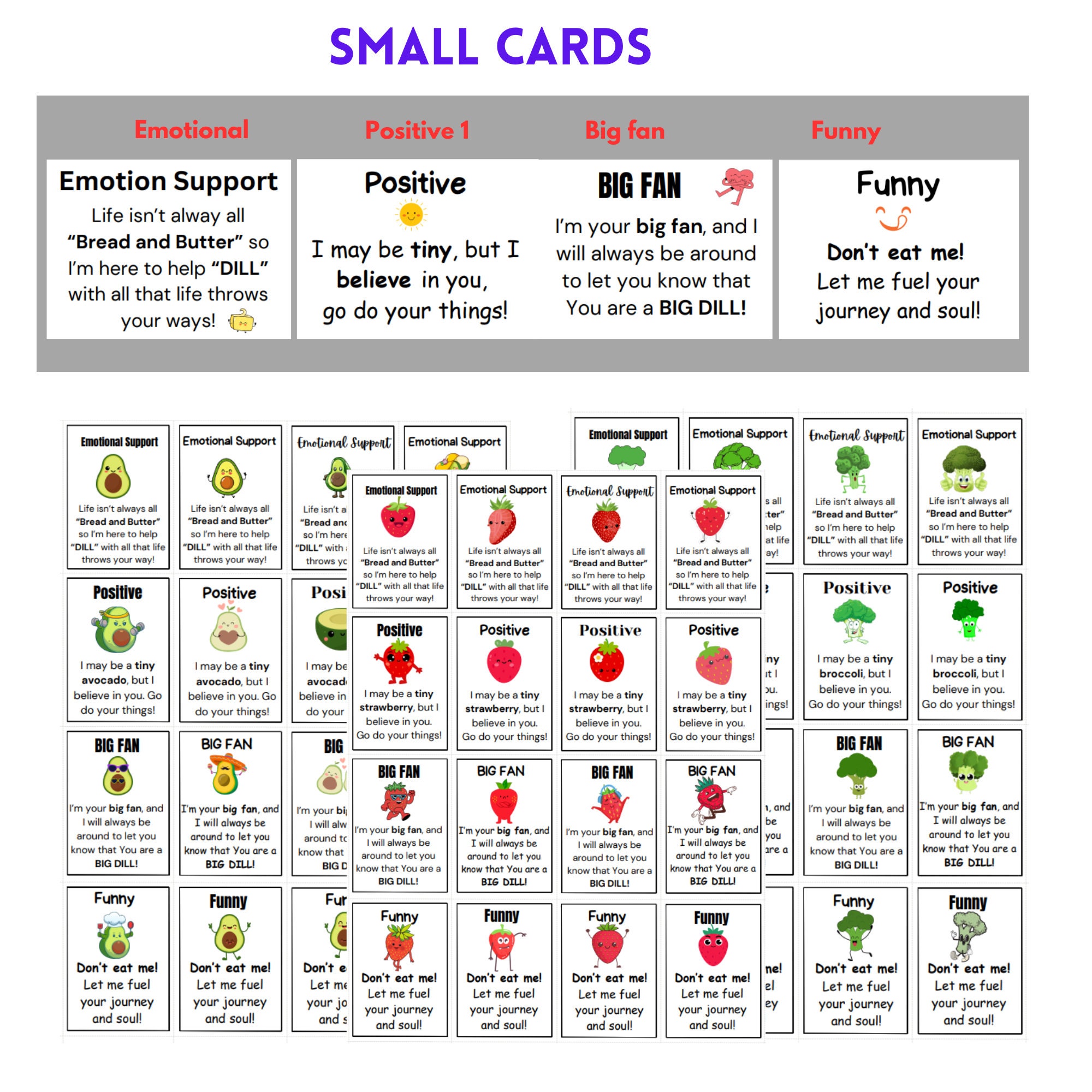PATTERN: Emotional Support Avocado, Positive Strawberry, Big Fan ...