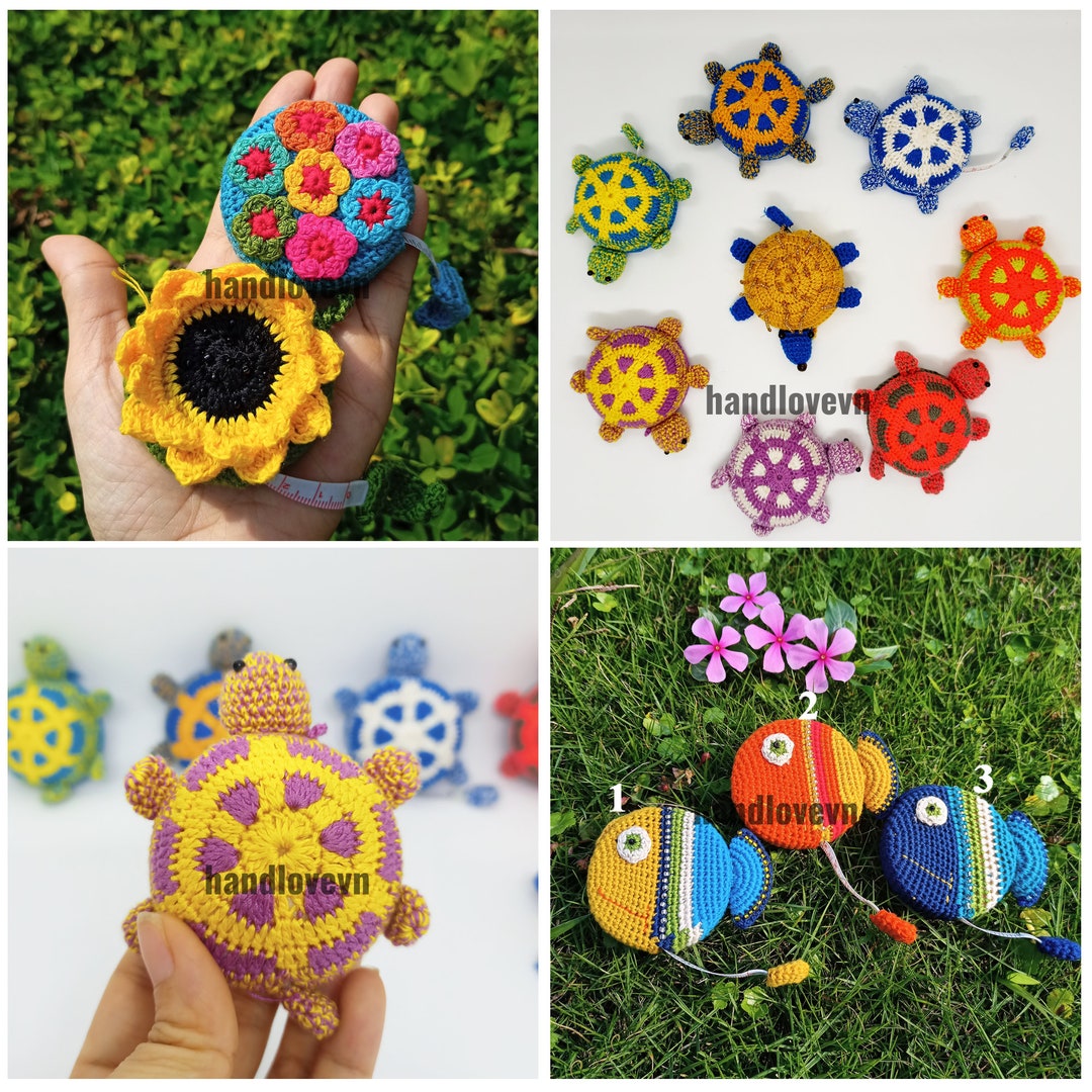 Crochet Turtle Tape Measure, Fish Ruler, Craft Animal Tape Measure ...