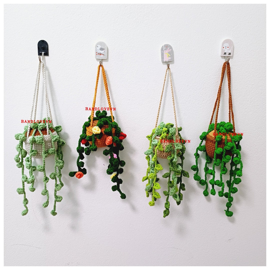 Car Hanging Plant With Rose Flowers, String of Pearl With Coloful ...