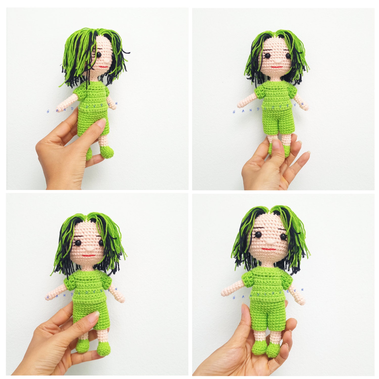 Custom Crochet Green Pop Star Doll, Handmade Singer-inspired Amigurumi ...