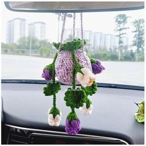 Crochet Car Hanging Plant – Lily of the Valley in Mini Pot – Cute Car ...