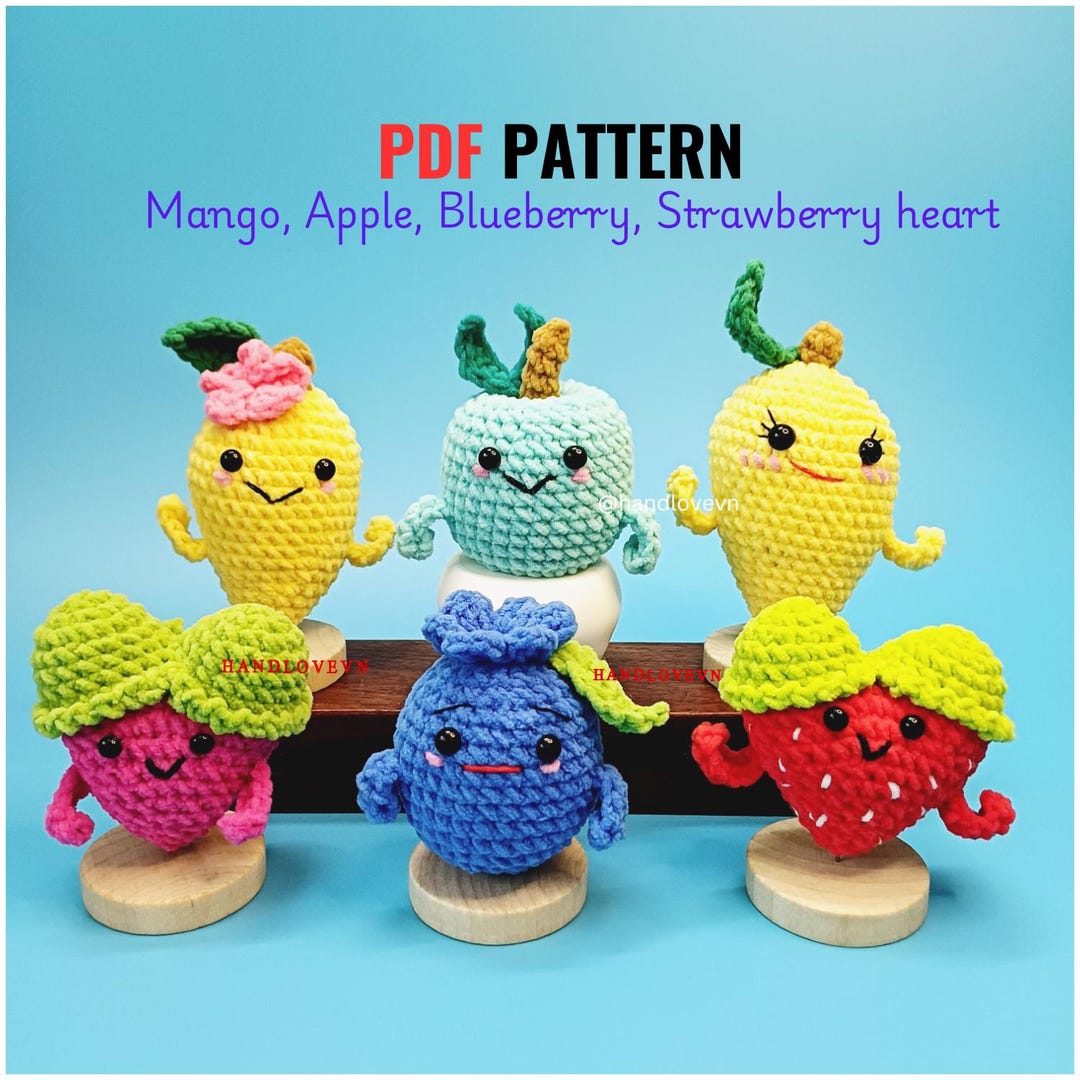 PATTERN: Emotional Support Apple, Positive Mango, Big Fan Strawberry Heart, Funny Blueberry ...