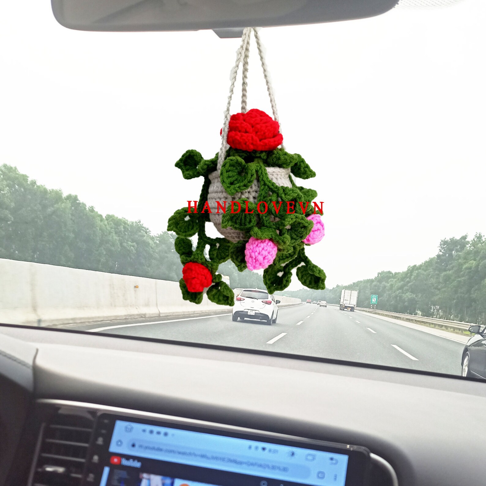 PATTERN: Crochet a Car Hanging Planter With Branches of Heart-shaped ...