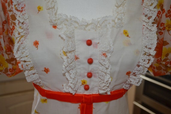 Vtg Yellow Floral Lace 70’s Hand Made Maxi Dress - munimoro.gob.pe