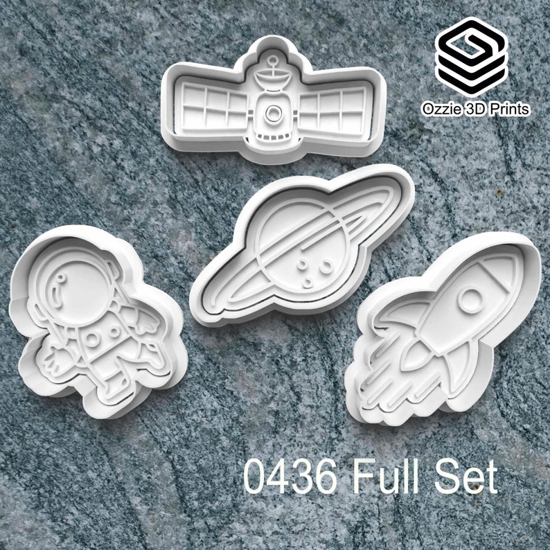 Space Themed Rocket Planet Satellite Astronaut Cookie Cutters & Fondant ...