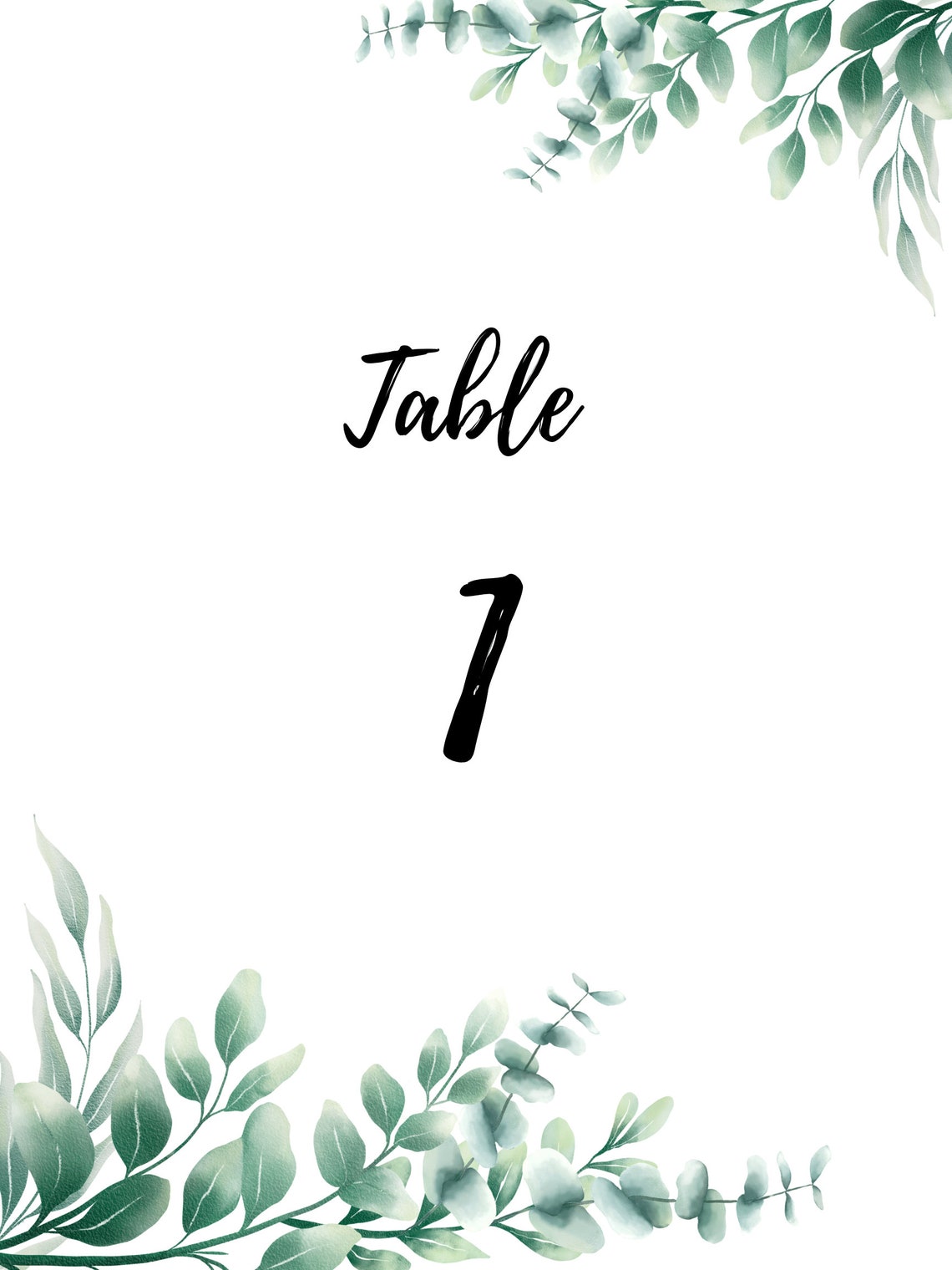 Table Card Template Greenery Table Template Instant Download - Etsy