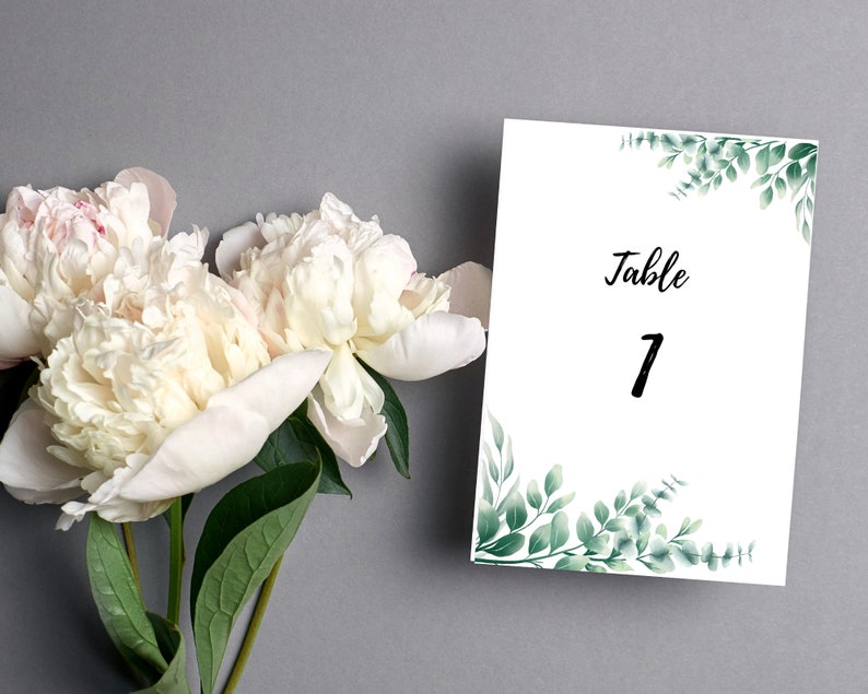 Table Card Template Greenery Table Template Instant Download - Etsy