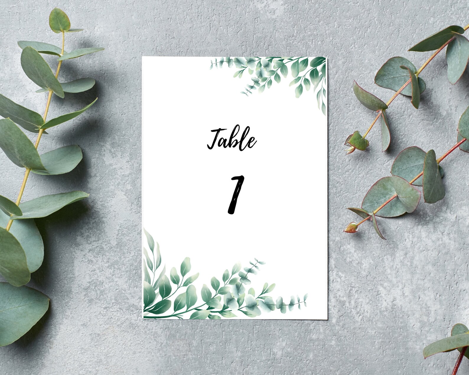 Table Card Template Greenery Table Template Instant Download - Etsy