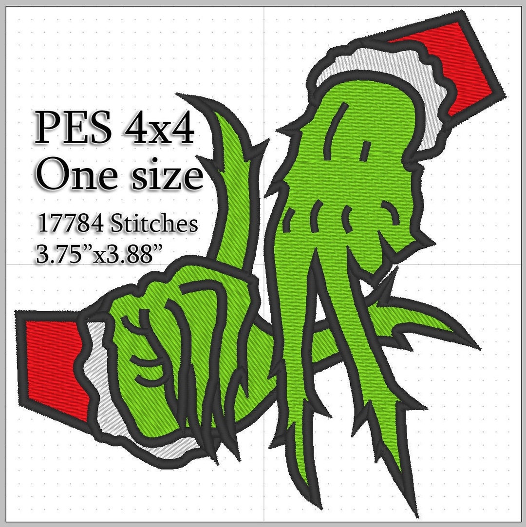 LA Fingers Christmas Grinch Embroidery Pes File 4x4 Instant Download ...