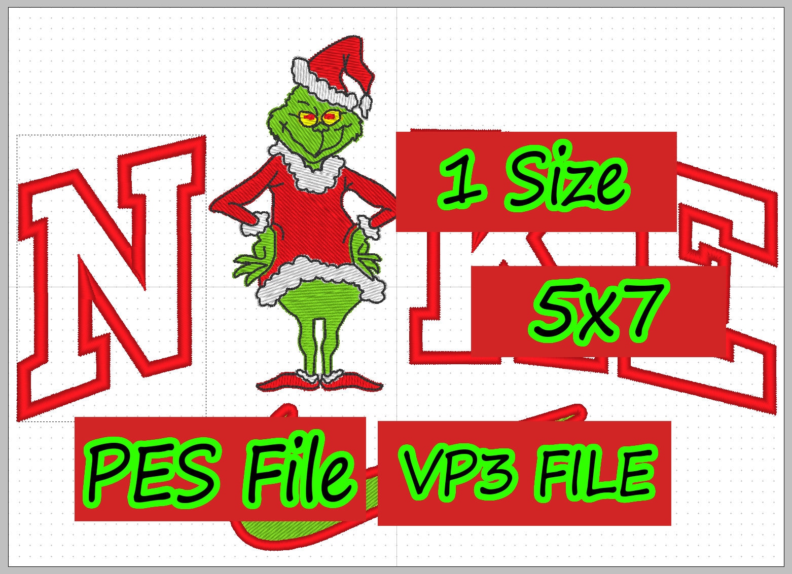 Christmas Grinch Embroidery Pes and VP3 File 5x7 Instant Download ...