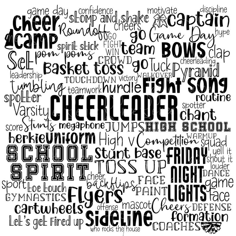 Cheerleader Word Theme | Bookworm | PNG File | Sublimation Design for ...
