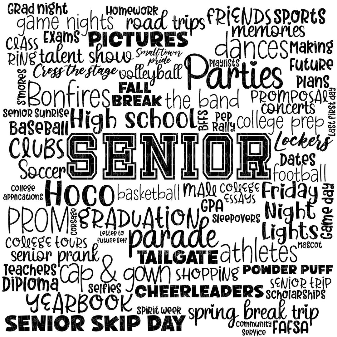 Senior Year Word Art - Sublimation Design PNG (digital Download) - Etsy