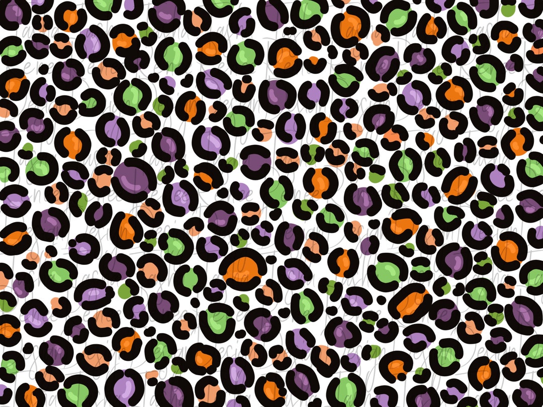 Halloween Cheetah Leopard Print: Ghosts, Pumpkins (PNG Digital Download ...