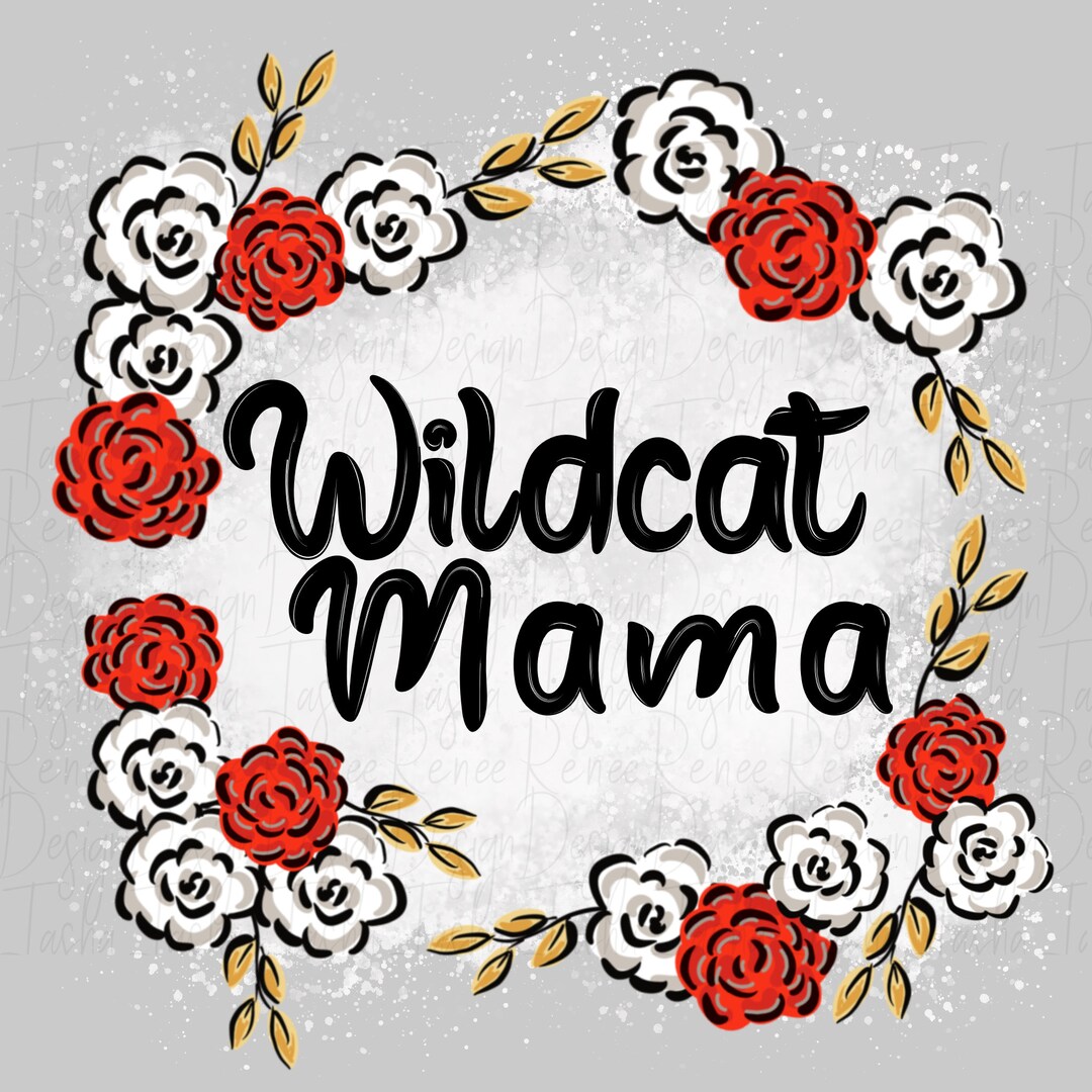 Wildcats Mama Mascot PNG: Red and White Floral Design (digital Download ...
