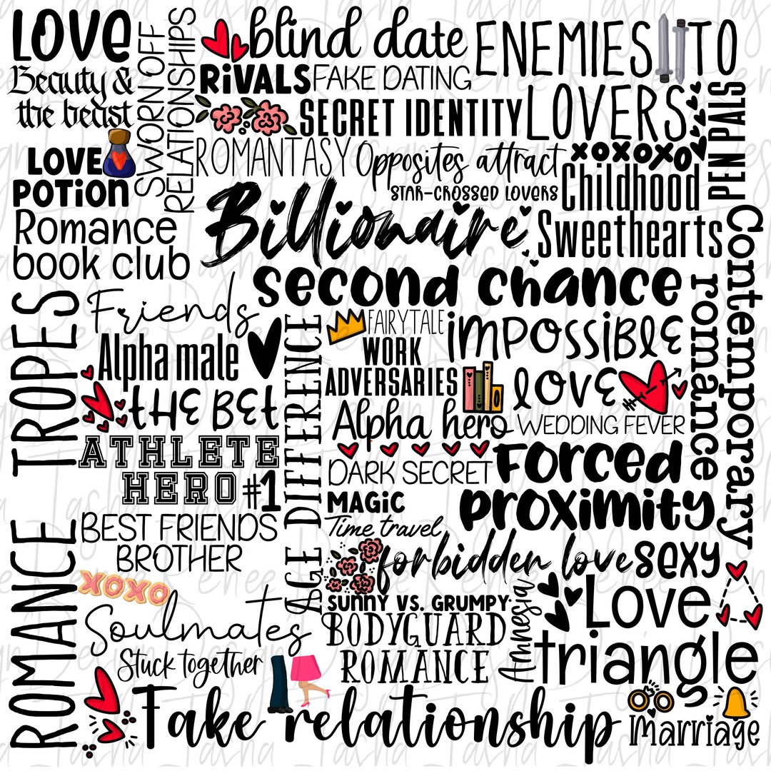Book Romance Tropes Theme | Bookworm | PNG File | Sublimation Design ...