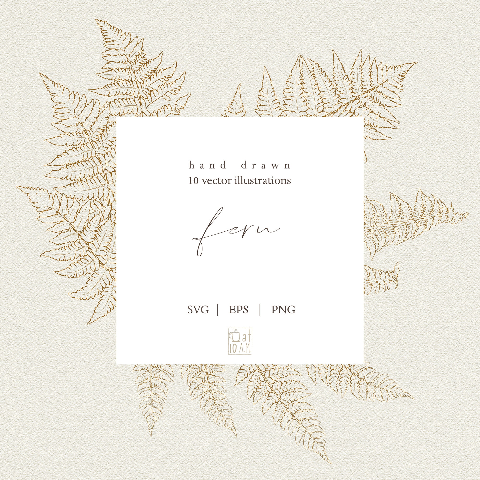Fern Line Art, SVG, Botanical Clipart, Hand Drawn, Flower Line Art ...
