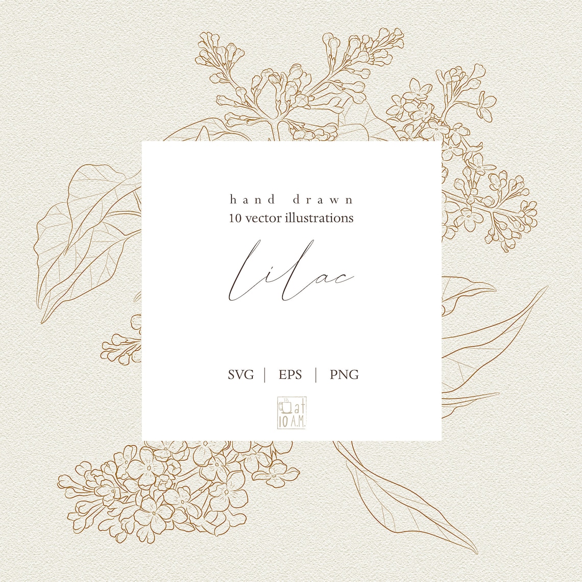 Lilac Line Art, Flower Line Art, Botanical Clipart, SVG, Hand Drawn ...