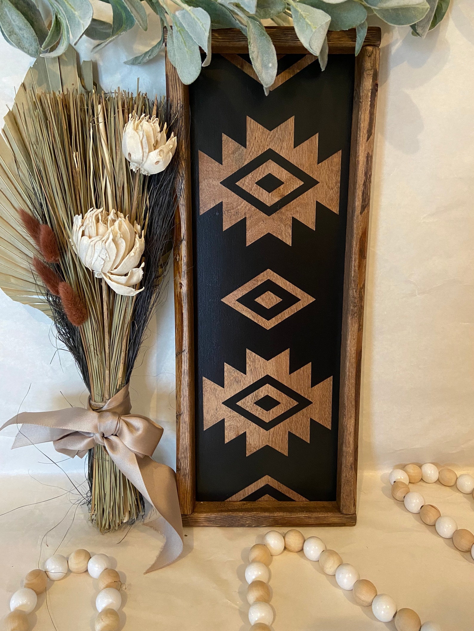 Aztec Wood Sign - Tribal Wall Art - Boho Decor - Wood Frame Sign ...