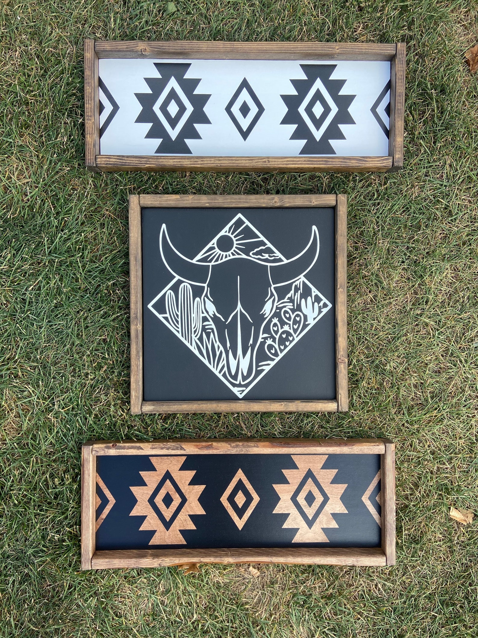 Western Wall Art Aztec Wood Sign Tribal Wall Art Boho - Etsy