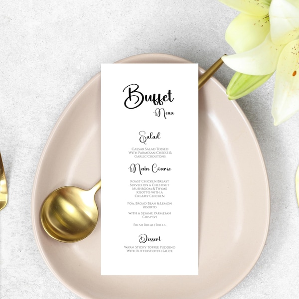 Buffet Menu Cards - Etsy