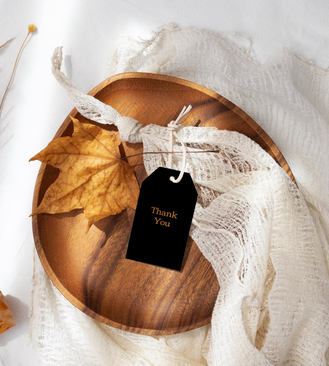JIYA Black and Gold Thank You Tag Template, Minimalist Wedding Thank ...