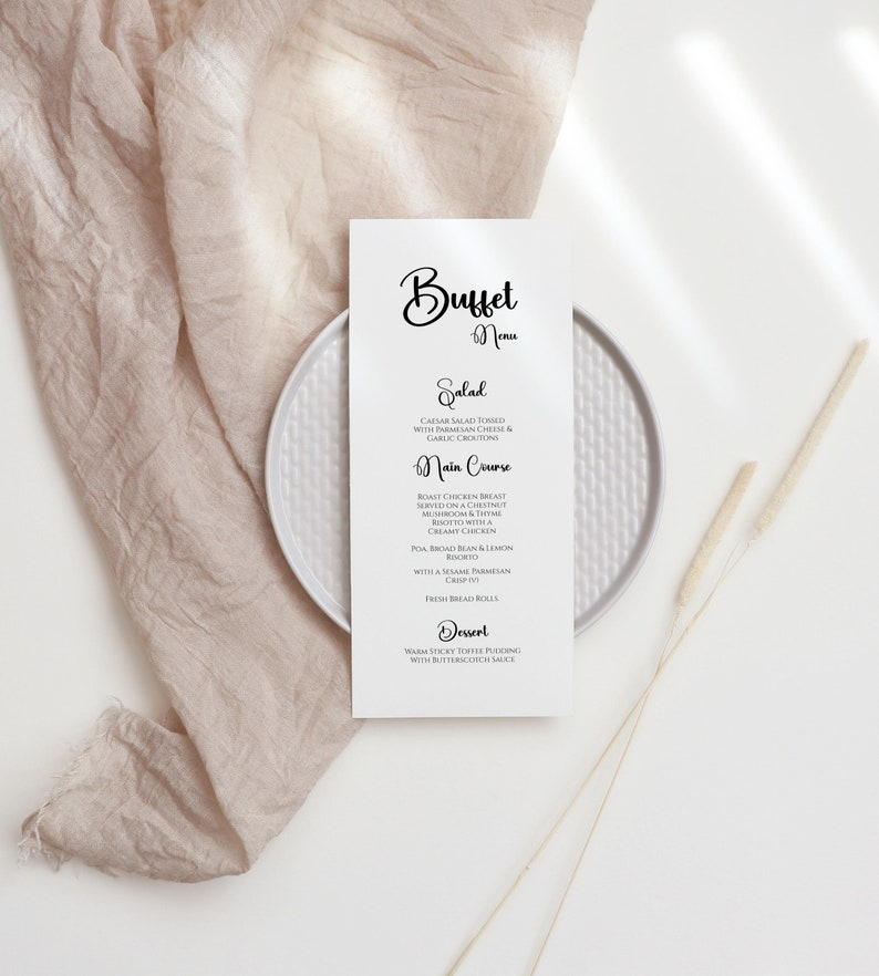 Buffet Menu Card Template Modern Buffet Menu Card 4x9 Menu - Etsy