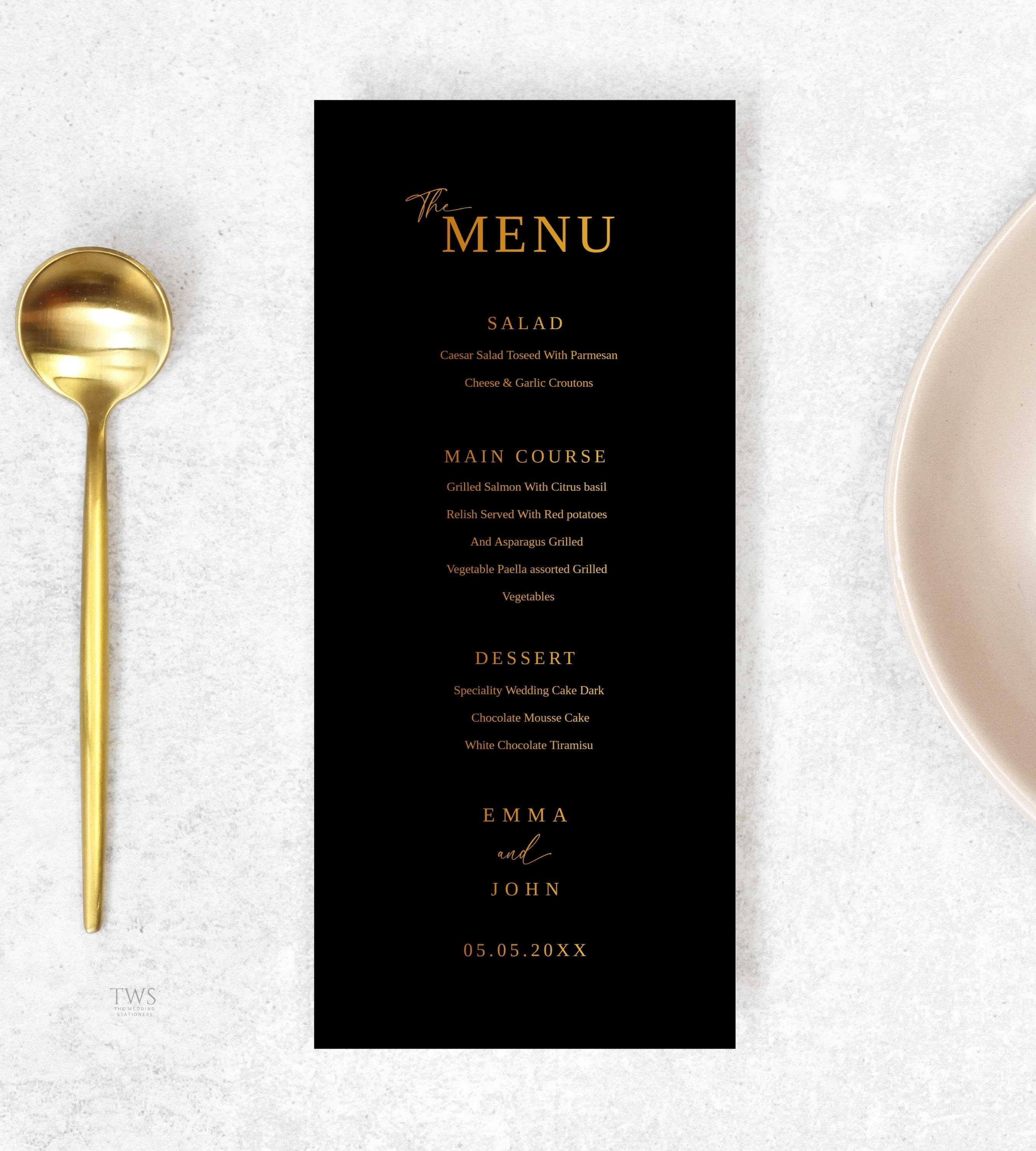 Black and Gold Menu Template Wedding Menu Template Menu - Etsy