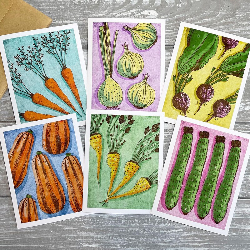 Vegetable Cards - Etsy