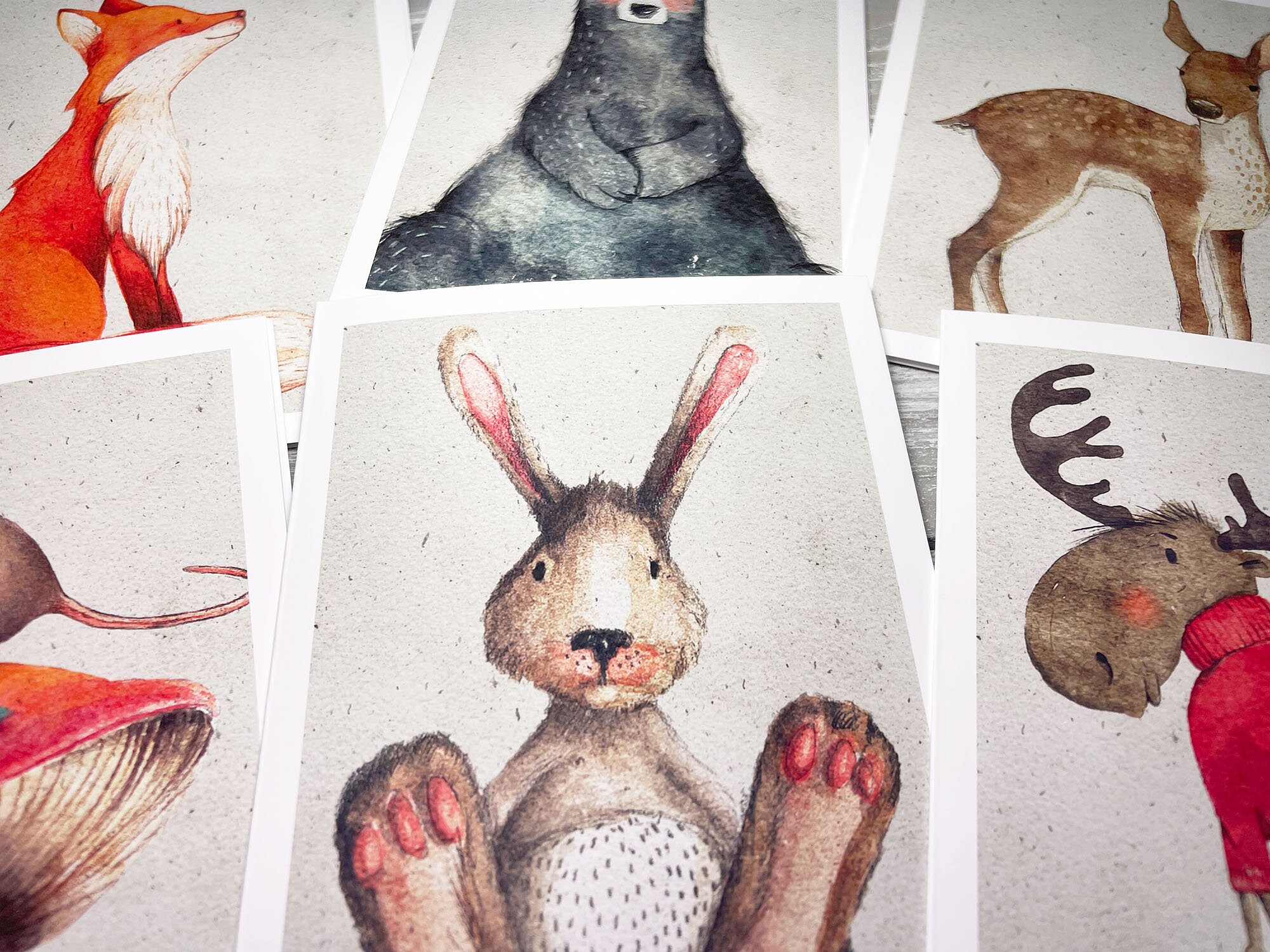Watercolor Woodland Animals Note Cards Set Forest Animals - Etsy