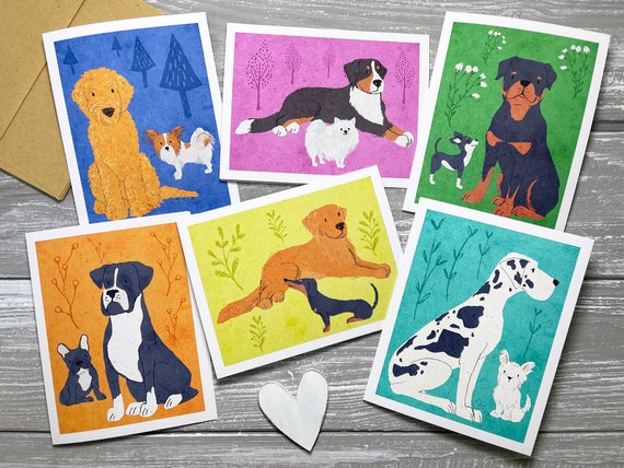 Dog Note Cards Blank Inside Dog Stationery Set of 6 Modern - Etsy