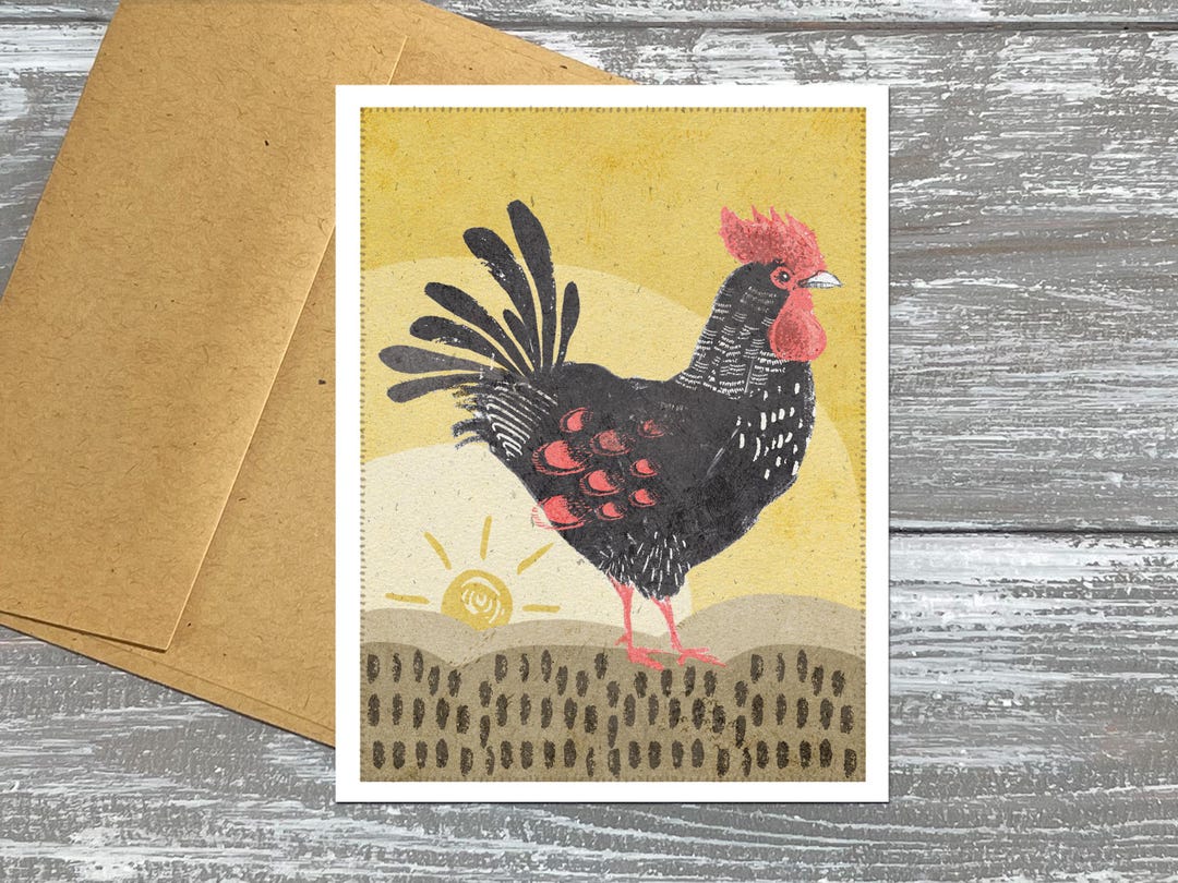 Rustic Rooster Note Cards With Envelopes, Watercolor Rooster Notecards ...