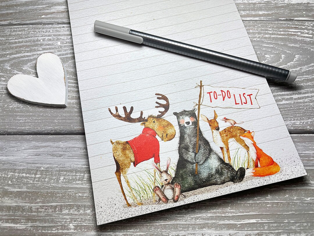 Woodland Animals to Do List Notepad, Lined Notepad for Kids Chore List ...