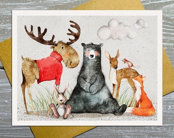 Woodland Animals Thank You Notes Set Forest Animals Notecards - Etsy