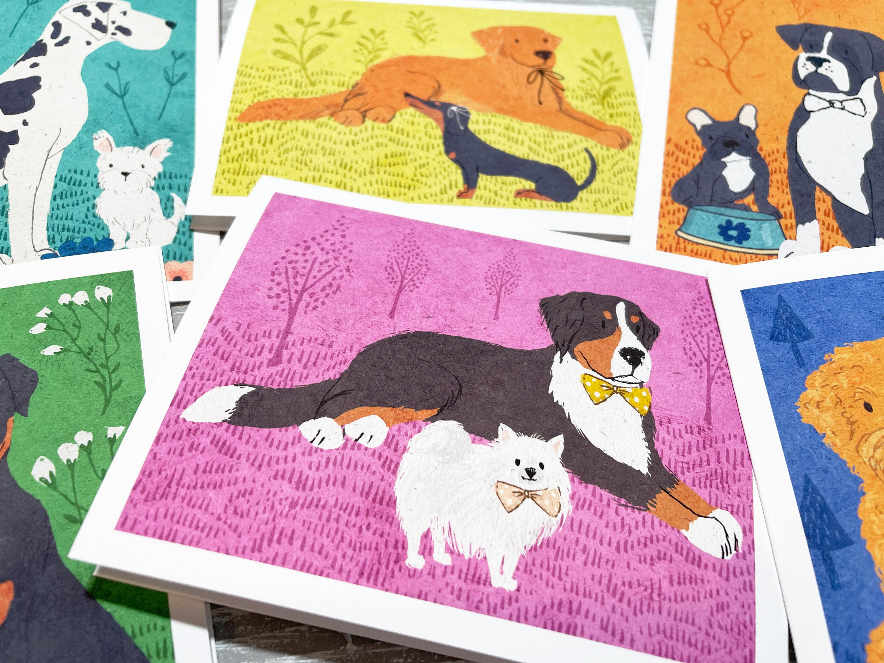 Dog Note Cards Blank Inside, Dog Stationery Set of 6, Modern Dog Thank ...