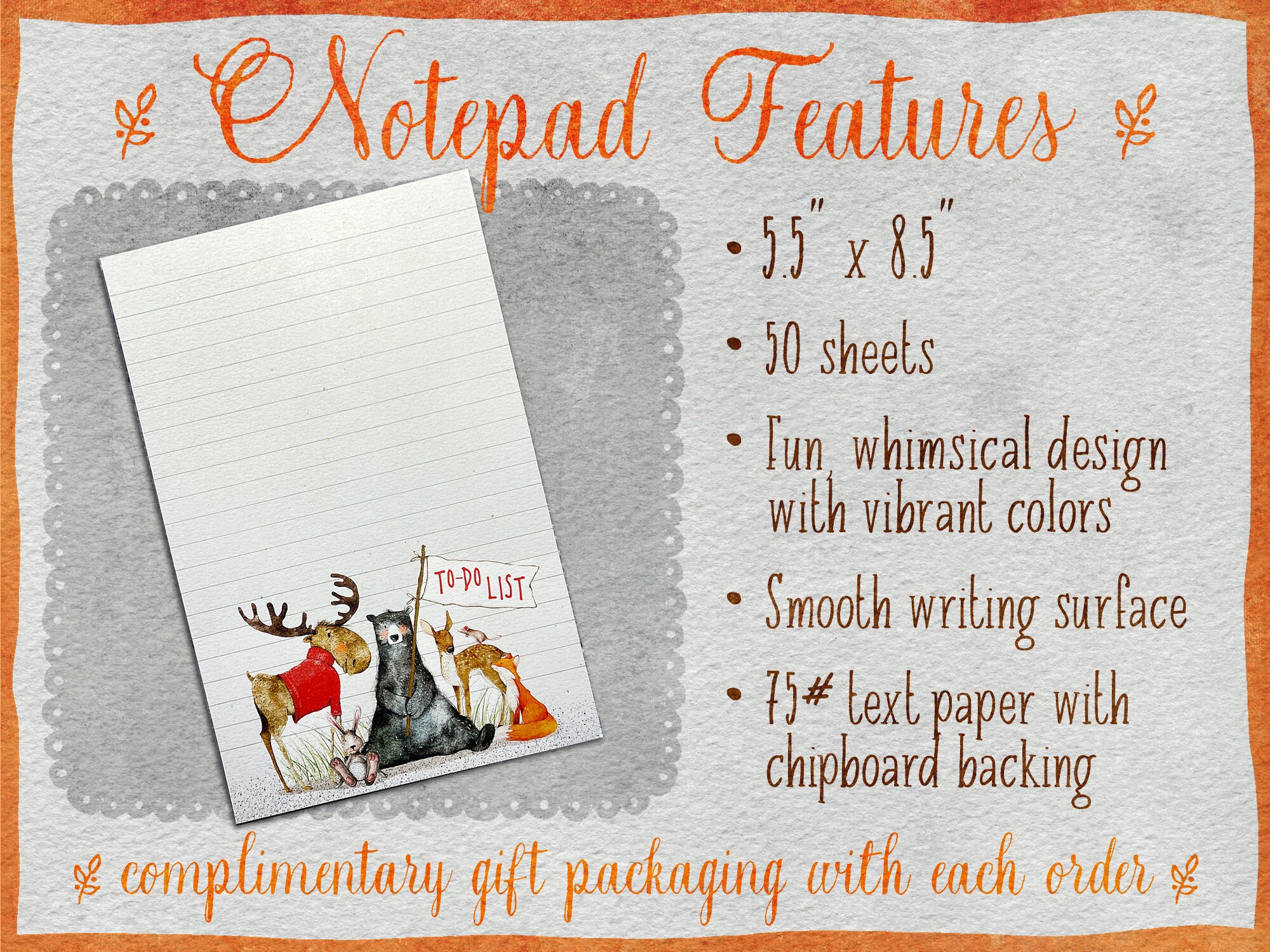 Woodland Animals to Do List Notepad, Lined Notepad for Kids Chore List ...