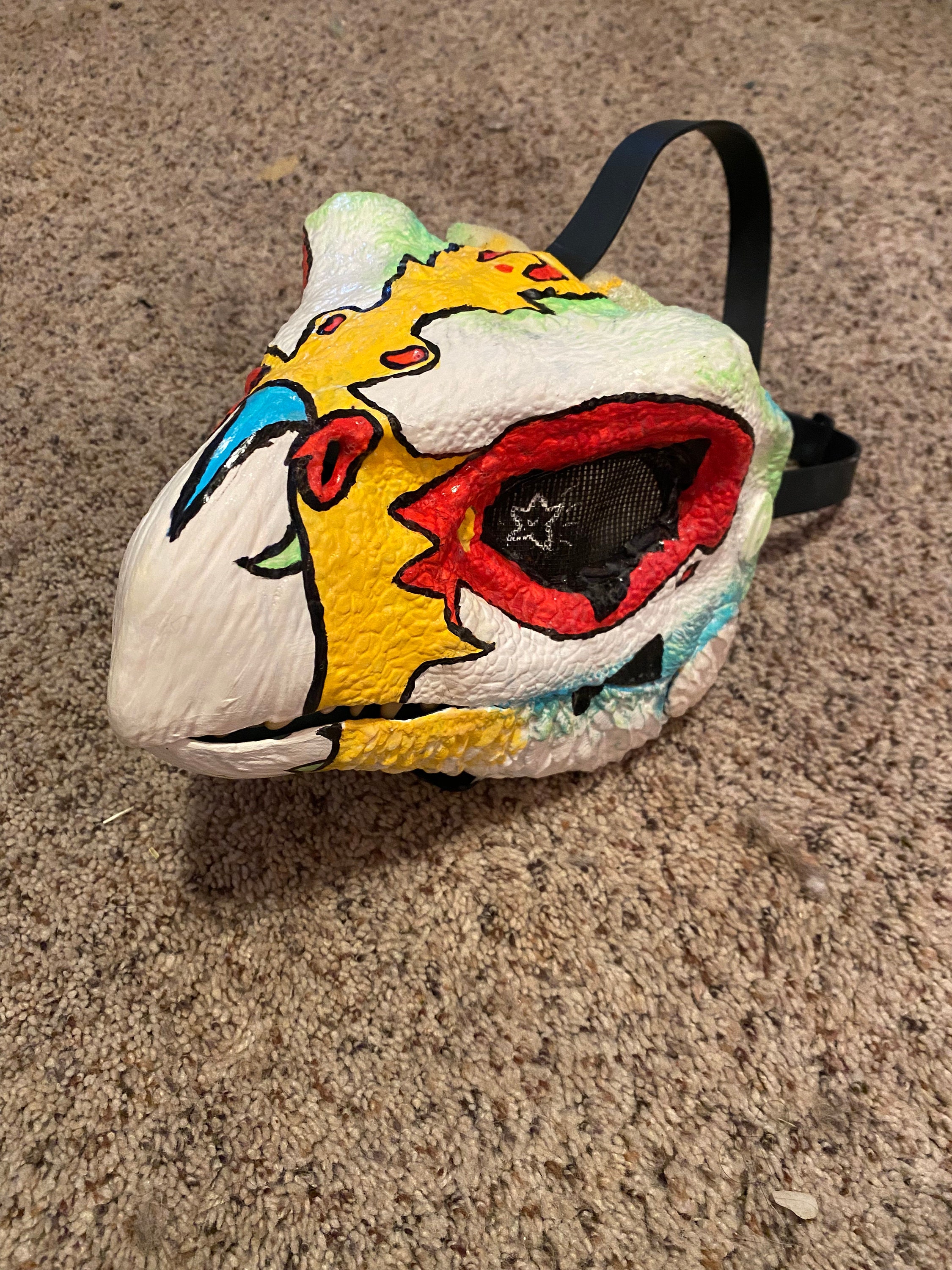 Red Yellow Blue and Green Bird Dino Mask - Etsy