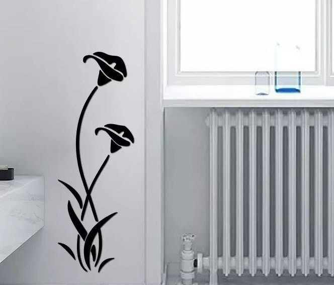 Flower Blossom Black Mirror Reflective Wall Stickers - Etsy