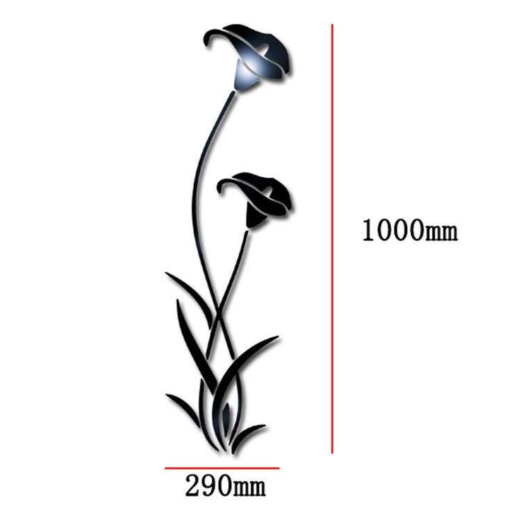 Flower Blossom Black Mirror Reflective Wall Stickers - Etsy