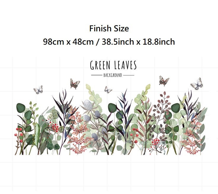 Green Leaves Grass Field Wall Decal Stickers Easy - Etsy