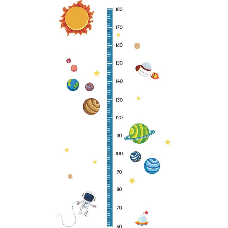 Space Planets Astronaut Children Height Ruler Measure Wall Decal ...