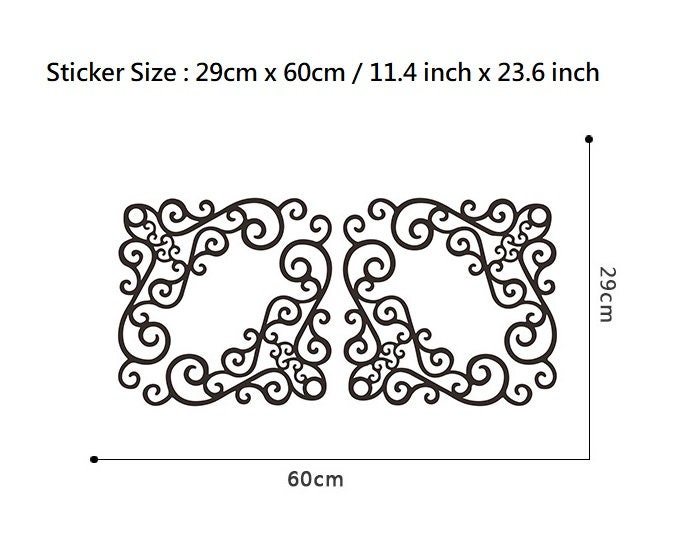 Corner Decoration Art Work on Mirror Glass Wall Cabinet Door Decal ...