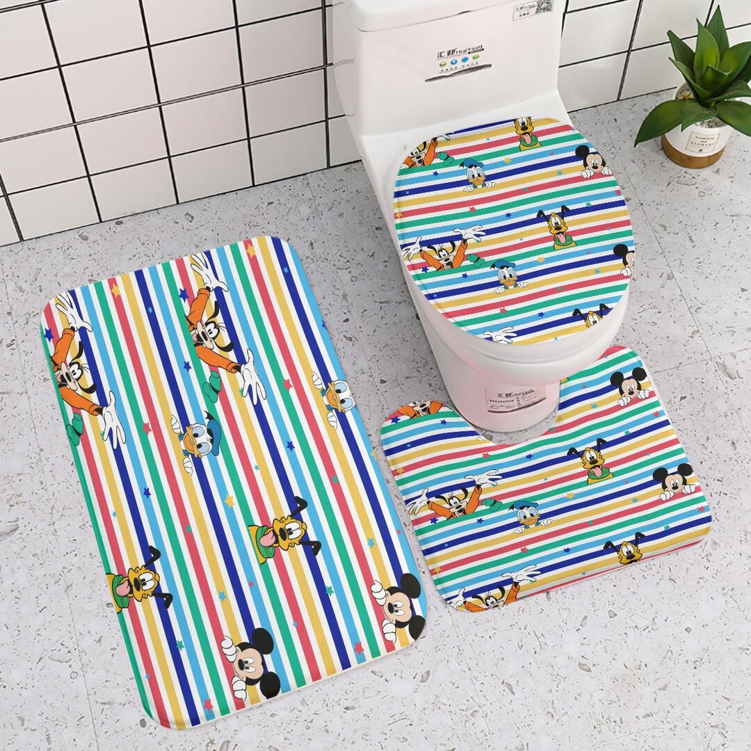 Mickey Mouse/donald Duck/goofy/pluto Three-piece Toilet Set - Etsy