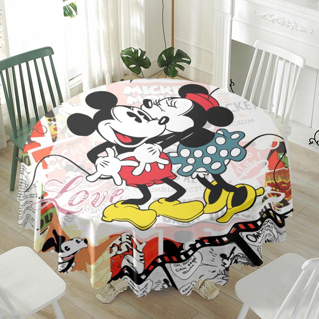 Mickey and Minnie Mouse Movie Theme Waterproof Tablecloth | Round 180 ...