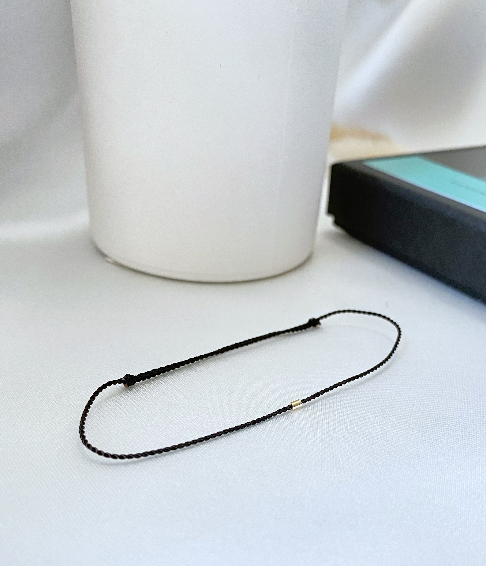 14k Gold Tube Red String Bracelet Silk Cord Red String | Etsy