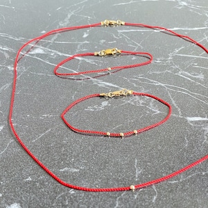 14k Gold Red String Choker Gold Necklace Bridesmaids Gift - Etsy