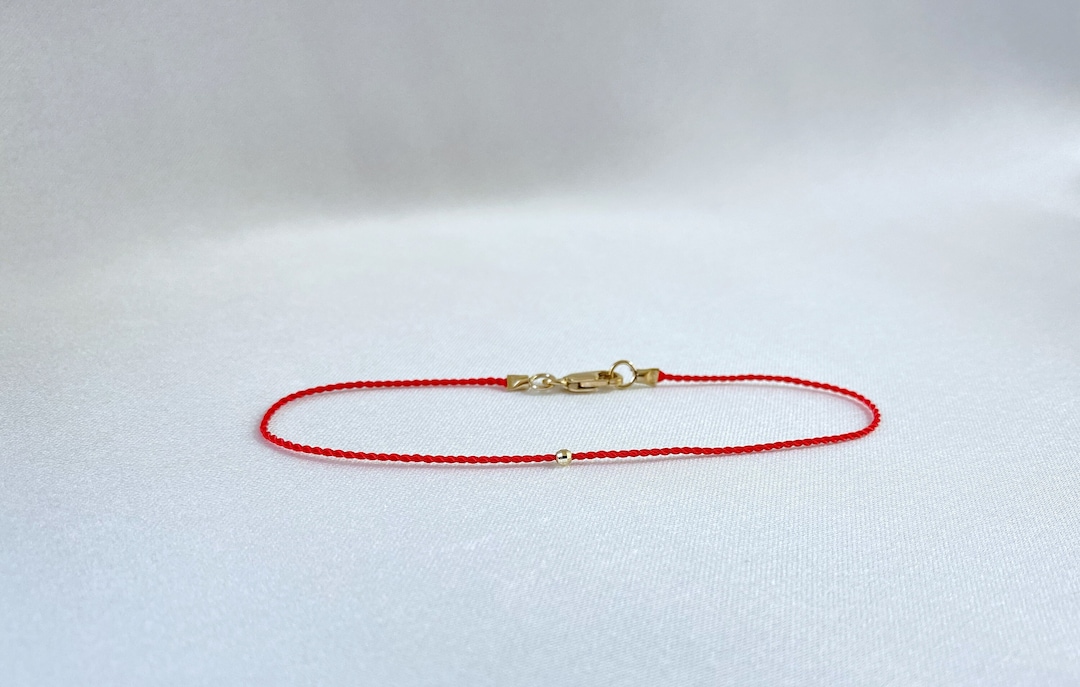 14k Gold Bead Red String Bracelet: Kabbalah Jewelry - Etsy