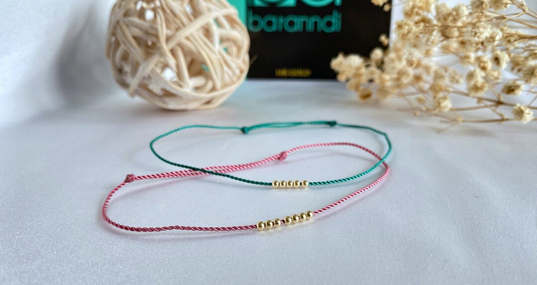 14k Gold Red String Bracelet - Silk Cord Red String Bracelet - Solid ...